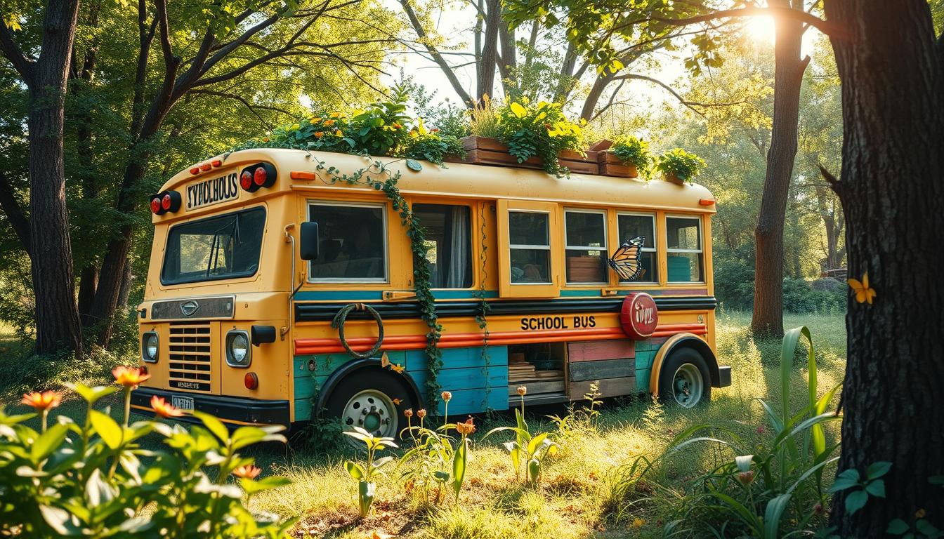 Transformation d’un bus scolaire en une petite maison originale ...